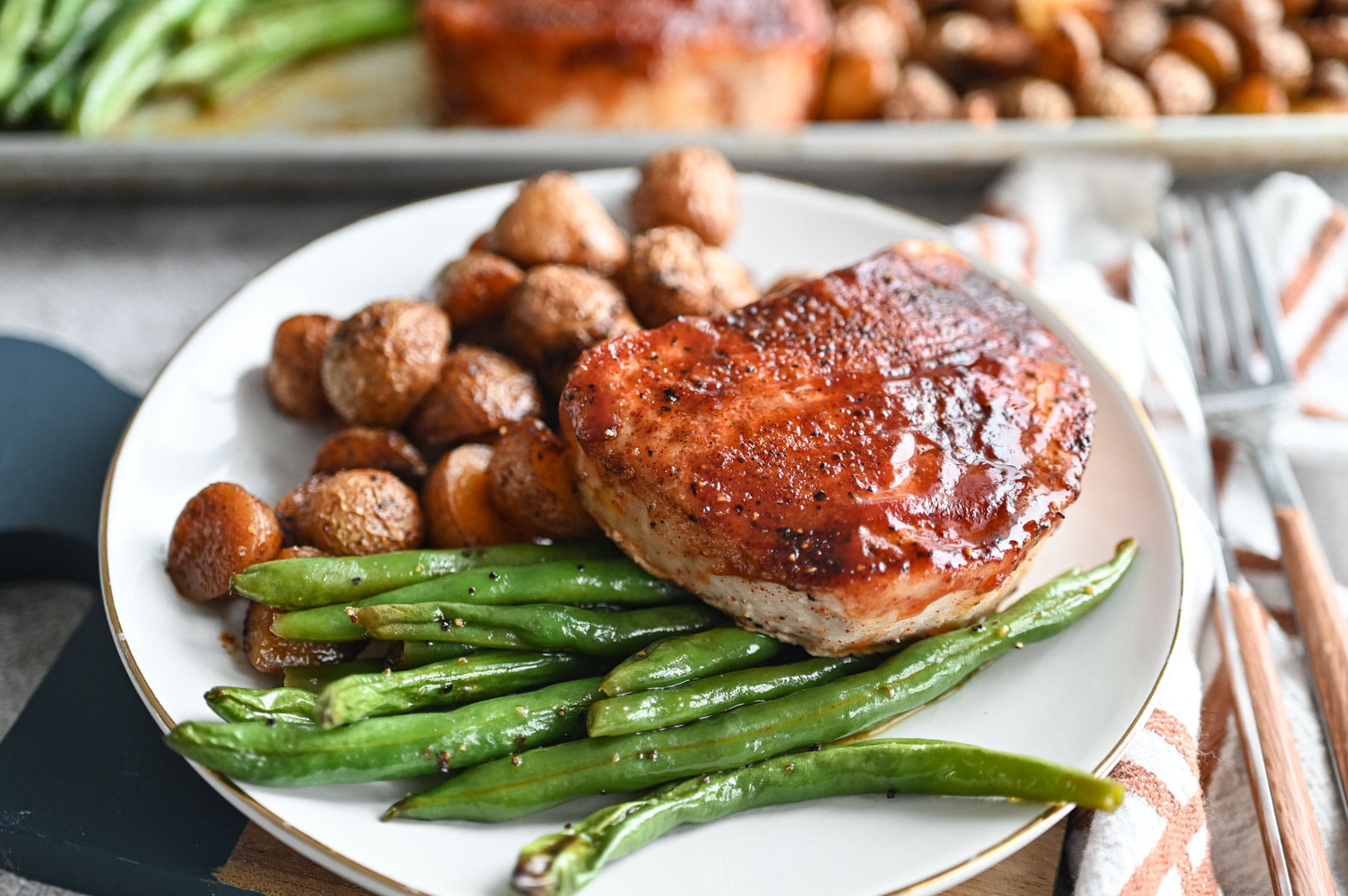 BBQ Pork Chop Sheet Pan Meal